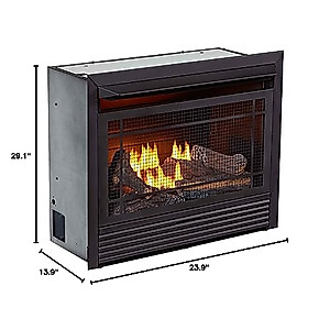 Duluth Forge Ventless 26,000 BTU Heats 1,350 Square Feet Dual Fuel No-Clearance Gas Fireplace Insert with Remote Control, Black