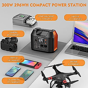EnginStar 300w Power Station Bundle w/Carrying Bag 296Wh Portable Solar Generator Bundle w/Shockproof Storage Box for Renewable Energy Solar Power Generator, Emergency Backup Power, Outdoor Camping