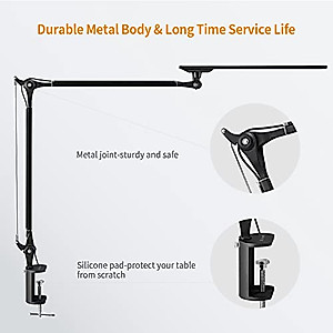 PHIVE LED Desk Lamp, Architect Clamp on Desk Light, Eye-Caring Metal Swing Arm Drafting Table Lamp, Dimmable, 4 Color Modes - Great for Workbench, Office, Task, Reading, Drawing (Upgraded Version)