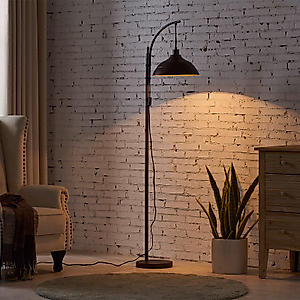 WOXXX Industrial Floor Lamp Modern Rustic Task Floor Lamp in Aged Bronze Finish, Standing Lamp Farmhouse arc Floor Lamps for Living Room Bedrooms Office Vintage Arched Bright Tall Reading lamp