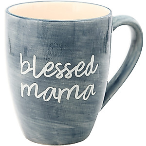 Mom Life Blessed Mama Navy Blue Large 20 oz Ceramic Coffee Mug Tea Cup, Blue