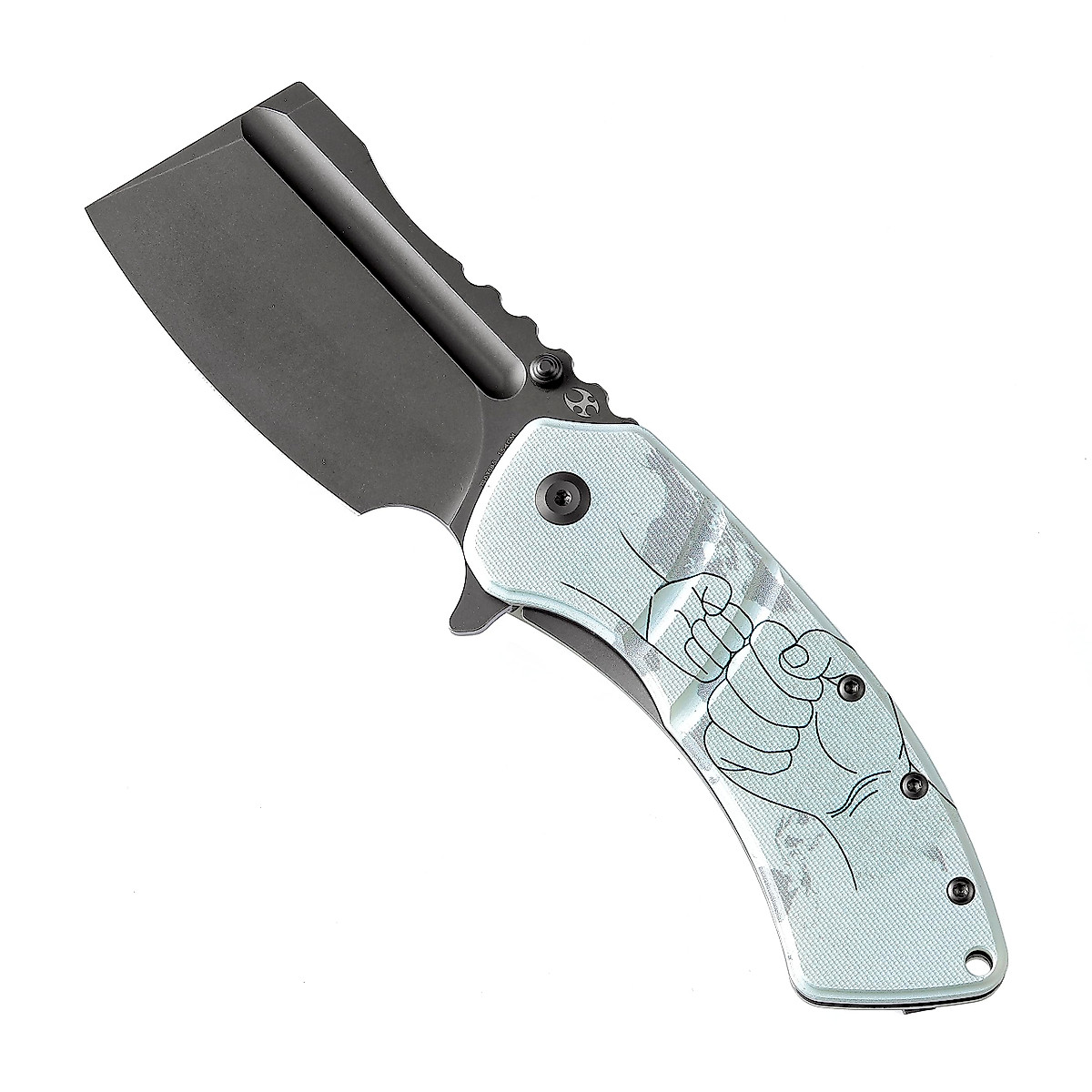 KANSEPT Pocket Knives XL Korvid Cleaver Style, Pocket Knife 3.55'' Black TiCn Coated 154CM Blade Heavy Pocket Folding Knifves with G10 Flag Print Handle EDC Folding Knife T1030B5