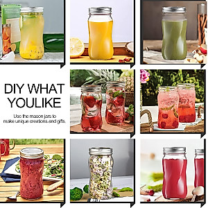 KAMOTA Mason Jars 16 OZ With Regular Lids and Bands, Ideal for Meal Prep, Jam, Honey, Wedding Favors, Shower Favors, DIY Spice Jars, 16 PACK, 20 Whiteboard Labels Included