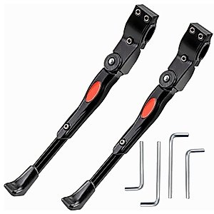 MXDJ 2Pcs Bike Kickstand, Adjustable Bike Stand, Universal Aluminum Alloy Bike Side Kickstand Heavy Duty Bicycle Stand Support for Mountain Bike, Road Bike, Kids Bike, Folding Bike