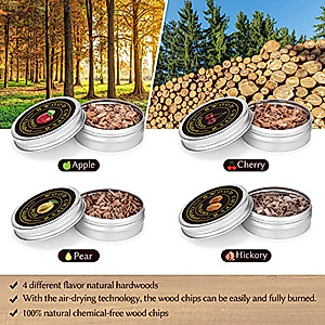 Cocktail Smoker Kit for Drinks, Whiskey Smoker Infuser Kit for Bourbon Drinks with Torch and 4 Different Flavor Wood Chips Gift for Whiskey Smoker Enthusiast (NO BUTANE)