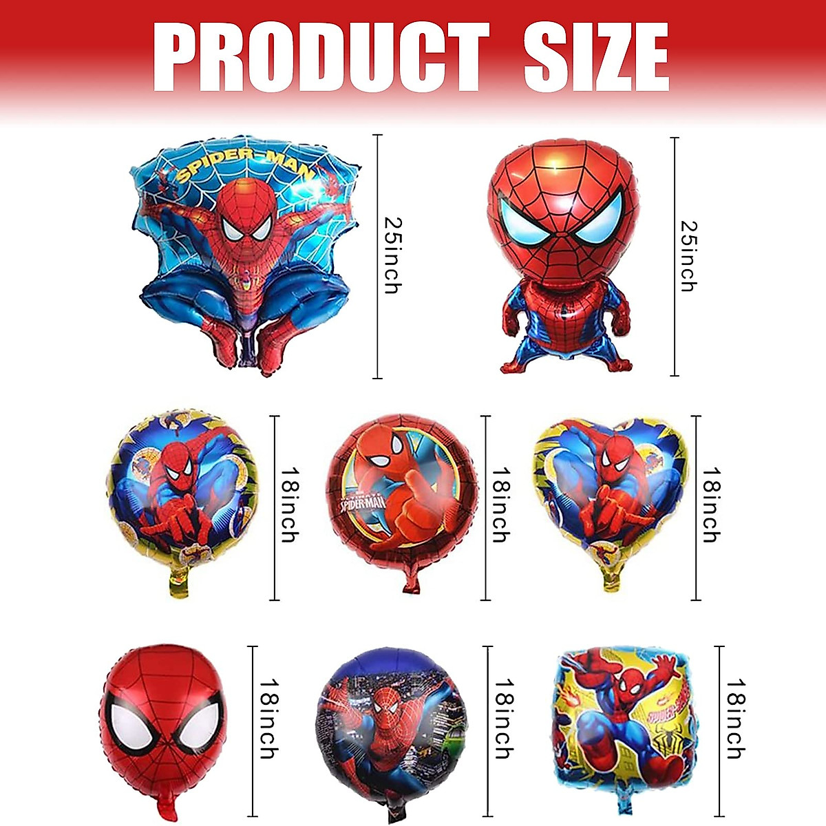 Superhero Balloons for Kids Birthday Baby Shower Super Hero Theme Party Decorations (Spider)