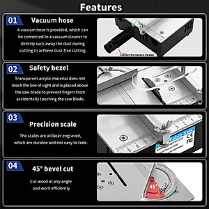 DEWIN Mini Table Saw for Crafts S3 Portable Precision Table Saw,96W mini Desktop Electric Saw 7 Speed Adjustable,DIY Model Crafts Cutting Tool for Wood Plastic Acrylic Cutting