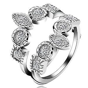 Uloveido Fashion Rings Enhancers for Women White Gold Plated Cubic Zirconia Ring Enhancer for Wedding Engagement Rings Size 7 Y507B