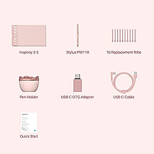 2023 HUION Inspiroy 2 Small Drawing Tablet with Scroll Wheel 6 Customized Keys Battery-Free Stylus for Digital Art, Design, Sketch, 6x4inch Graphics Tablet Works with Mac, PC & Mobile, Pink