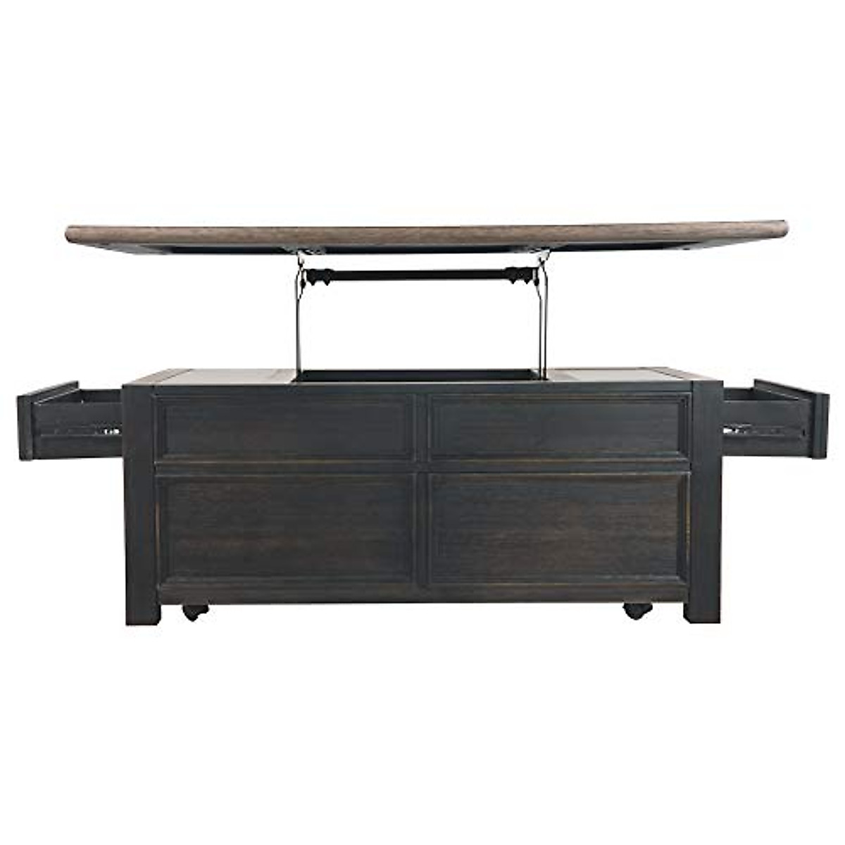 Signature Design by Ashley Tyler Creek Rustic Farmhouse Lift Top Coffee Table with Drawers, Brown & Black