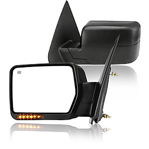 PZ Towing Mirror Replacement Fit for 2004-2006 F150, POWER HEATED,W/AMBER SIGNAL,BLACK,LEFT(Driver Side)
