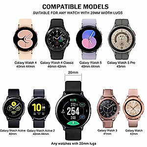EnoYoo 10 Pack Bands Compatible with Samsung Galaxy Watch 4 40mm 44mm, Galaxy Watch 4 Classic 42mm 46mm, Galaxy Watch 5, Galaxy Watch 5 Pro, Galaxy Watch Active 2, 20mm Adjustable Silicone Sport Strap for Women Men, Small
