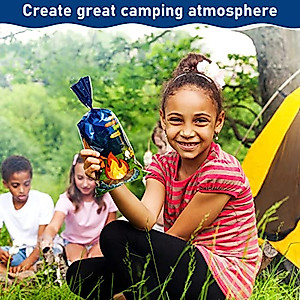 100 Pieces Camping Cellophane Treat Bags Camp out Goodie Candy Favor Bags Gift Bags with 100 Pieces Twist Ties for Camping Party Decorations Kids Birthday Party Baby Shower Supplies Gift Wrapping