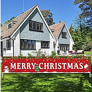 Large Merry Christmas Banner,Xmas Outdoor & Indoor Hanging Decor,Xmas Sign Huge Xmas Home Party Decoration (Christmas tree)