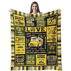 CUJUYO Bus Driver Appreciation Gifts Blanket 60"x50" - School Bus Driver Gifts Throw Blanket - Birthday Graduation Gifts for Bus Drivers Blankets - Back to School End of Term Gifts for Bus Driver