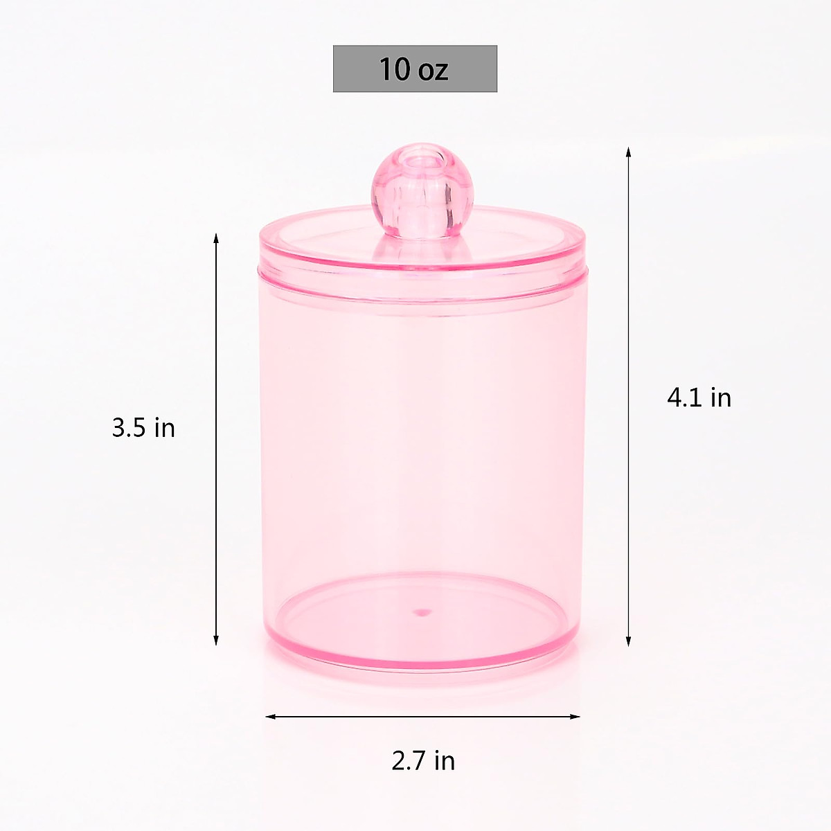 DAPOWER 2 Pack Qtip Holder Vanity Storage Canister for Cotton Ball Cotton Swab Pads Floss, 10-Ounce Clear Plastic Apothecary Jar with Lid, Bathroom Organizers and Storage (2)