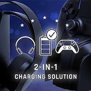 Snakebyte Controller & Headset Charge Station - for Playstation PS5 DualSense - Wireless Headset Charger & Stand - Quick Charge - Accessories, LED Charging Status Indicator - Black