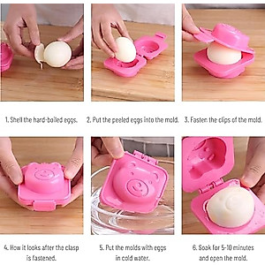 Qiilu Egg Molds, 6Pcs Set Food Grade PP Plastic, Decorative Food Shaping for Boiled Eggs, Box Preparation, Cute Shapes - Rabbit, Bear, Fish, Car, Star, Love Heart