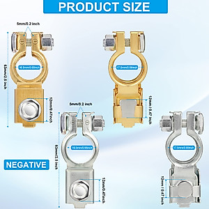Car Battery Terminal Clamps Connectors Battery Cable Terminal Positive Negative Auto Cable Terminal Top Post with Plastic Cover For Cars, Truck and Van(8 Pieces)