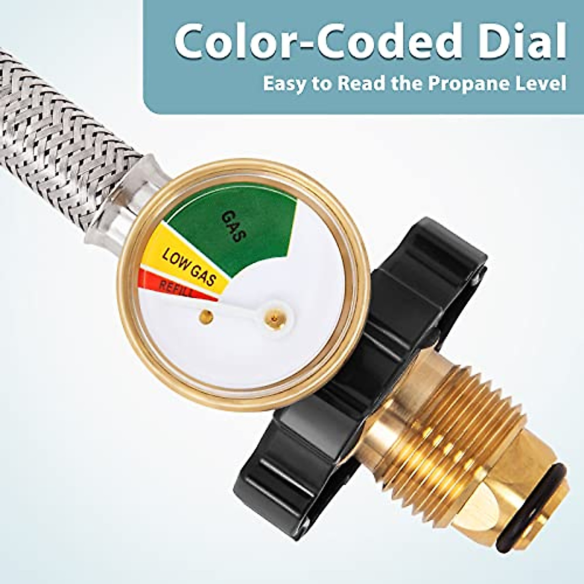 SHINESTAR 5FT Propane Adapter Hose with Gauge for Coleman Camping Stove, Mr. Heater Buddy Heater, and Other Portable Propane Appliances, POL Connection