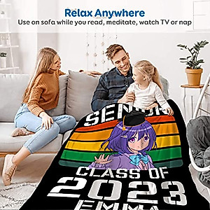Larerh Personalized Graduation Blanket Gifts 2023, Senior Class of 2023 Anime Custom 60"x80" Throw Graduation Gift for Him & Her, Back to School for Women/Men, Friends, Daughter, Son