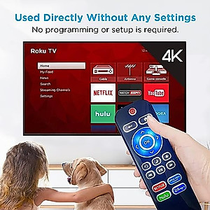 Replacement Backlit TV Remote Control for Roku TV, for TCL/Hisense/Sharp/Philips/Onn/Element/Insignia/Westinghouse Roku TV (NOT for Roku Stick or Box)