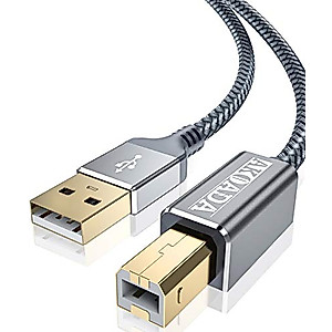 AkoaDa Printer Cable 20 FT, USB 2.0 Type A Male to B Male Printer Scanner Cord High Speed Compatible with HP, Canon, Dell, Epson, Lexmark, Xerox, Samsung and More