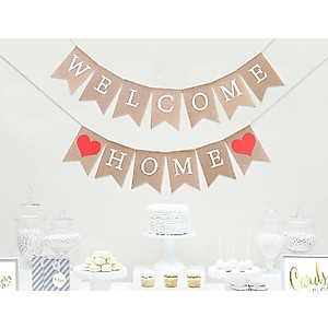 Welcome Home Burlap Banner - Personalized Welcome Home Banner, Homecoming Party Banner,Welcome New Home,Housewarming Party Decoration (Welcome Home Banner)