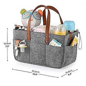 Baby Diaper Caddy Organizer - Baby Shower Basket Portable Nursery Storage Bin Car Storage Basket for Toys (Dark gray)