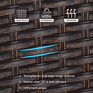 PHI VILLA 7 Piece Outdoor Dining Set for 6, 1 Acacia Wood Table & 6 Cushioned Wicker Chairs, Outdoor Dining Furniture Set for Patio,Deck, Yard, Porch