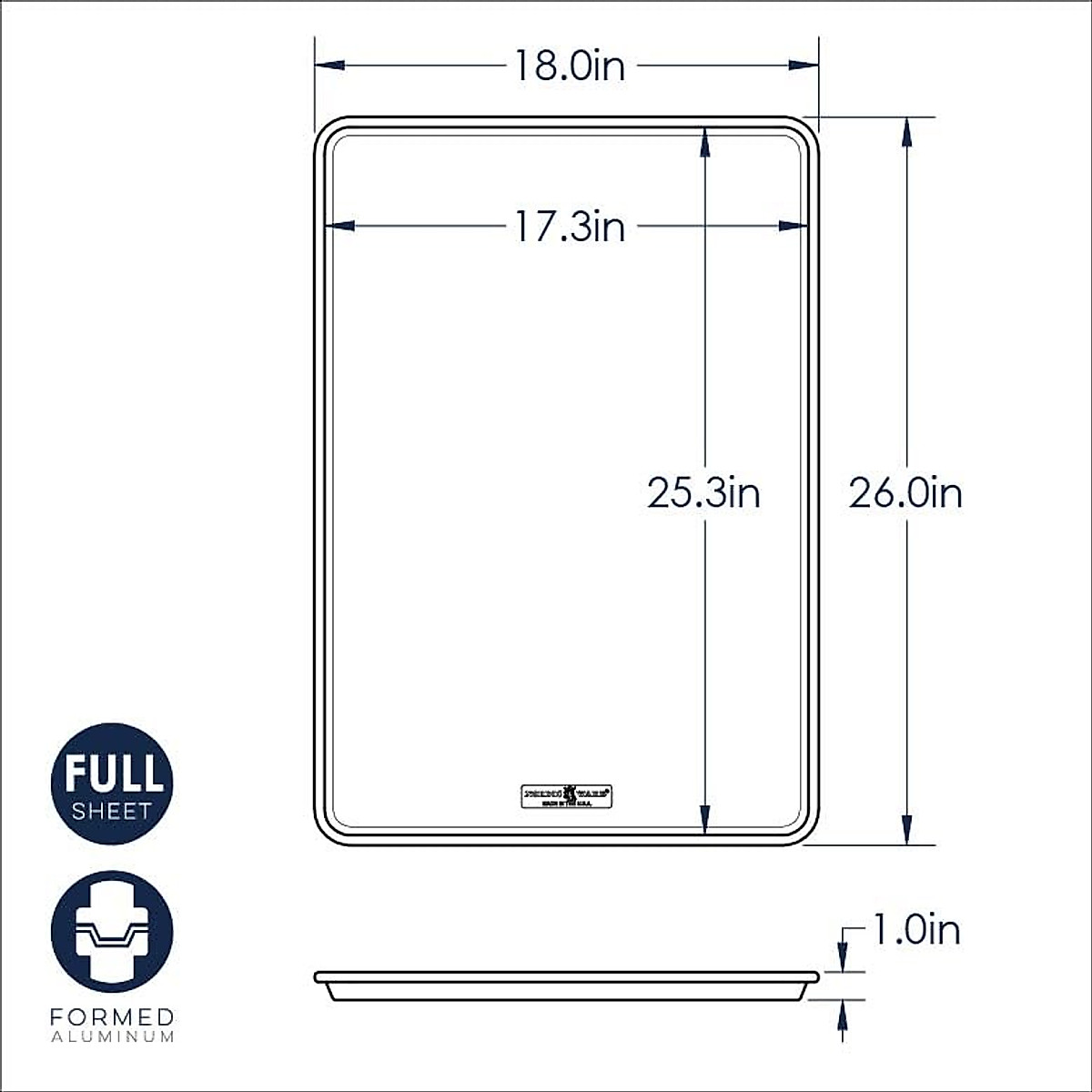 Nordic Ware Aluminum Full Size Sheet Pan 26 x 18 inches for commercial oven use, Full Sheet, 2-Pack (For Commercial Oven Use., Not for standard home ovens)
