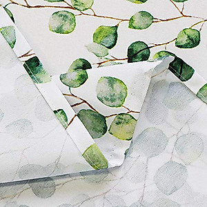 Lahome Eucalyptus Leaf Outdoor Tablecloth with Umbrella Hole - Water Resistant Table Cover for Spring Summer Birthday Party Patio Garden Tabletop Home Decor (Eucalyptus Leaf, Zippered - 60" Round)
