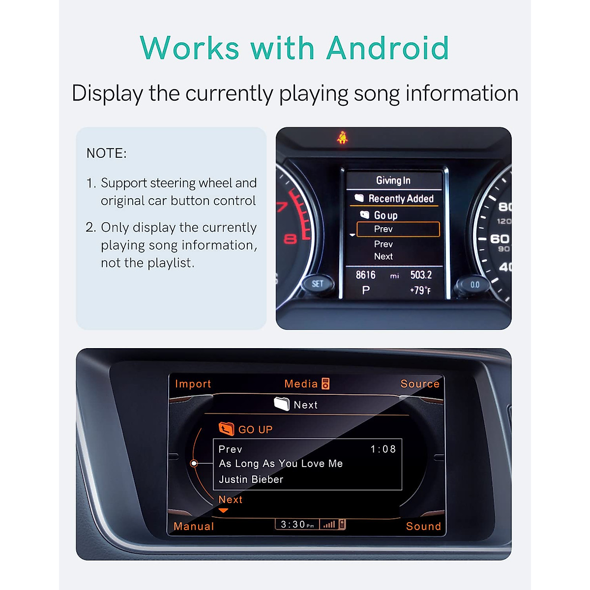 CHOOCL Bluetooth 5.0 aptX-HD Car Adapter Compatible for Audi AMI MMI, Mercedes Media Interface and Volkswagen MDI Connector (A2-Audi2G)