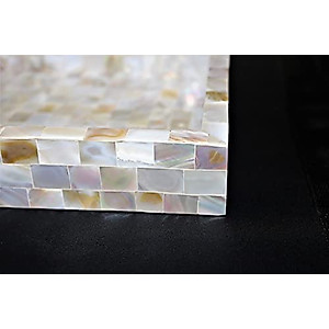 Wonderlist Handicrafts Mother of Pearl Bathroom Accessories Designer Bath Ensemble 100% Handmade Tray