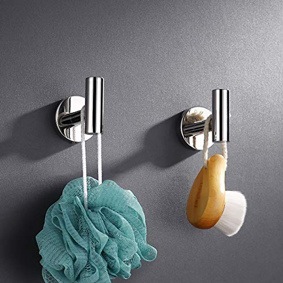 Kenivix 2 Pcs Bathroom Towel Hook Coat/Robe Clothes Hooks Kitchen Wall Hanging Hooks Wall Mount SUS 304 Stainless Steel Polished Steel
