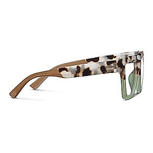 Peepers by PeeperSpecs Oprah's Favorite Women's Take a Bow Square Blue Light Blocking Reading Glasses - Chai Tortoise/Green +2.50