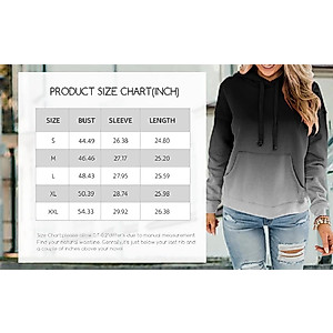 BeadChica Womens Casual Hoodies Round Neck Long Sleeve Sweatshirts With Pocket Lightweight Pullover Tops-Gradient-L, Gradient Grey