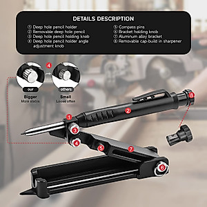 Multi-function Scribing Tool,Construction Pencil,Aluminum Alloy Scriber Marking Tool,DIY Woodworking Scriber Line Measuring Tool With 3 Color Refills