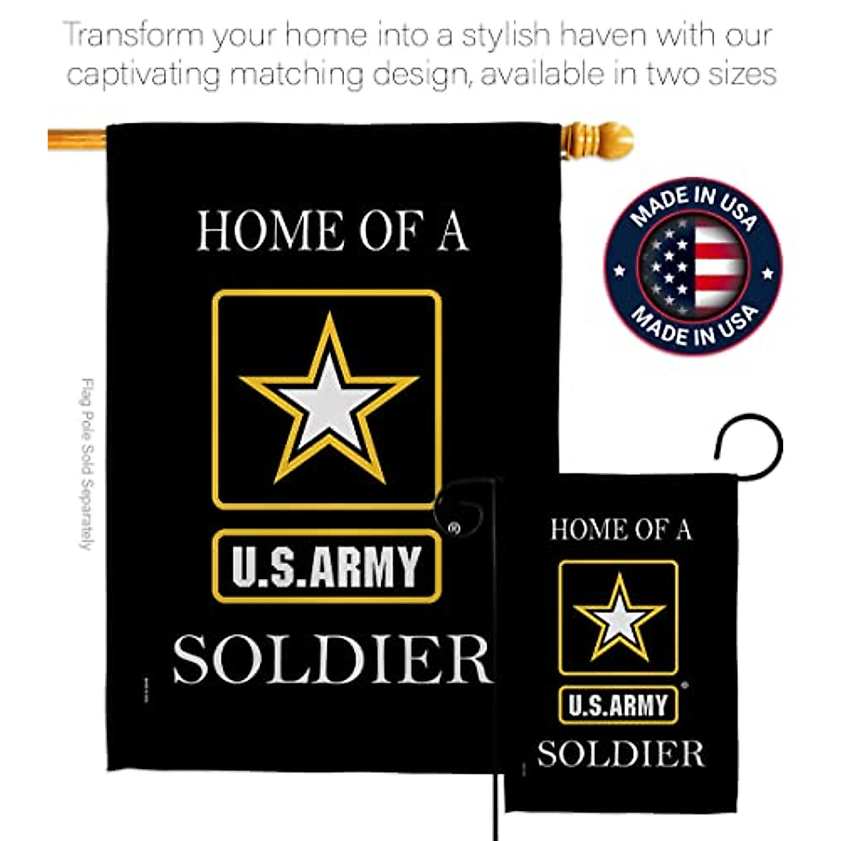 US Army Soldier Garden Flags Armed Forces Memorabilia Banner United State Wall Tapestry Americana Decorations Blue Star Remembrance Retire Outdoor Memorial Yard Veteran Gifts Made In USA