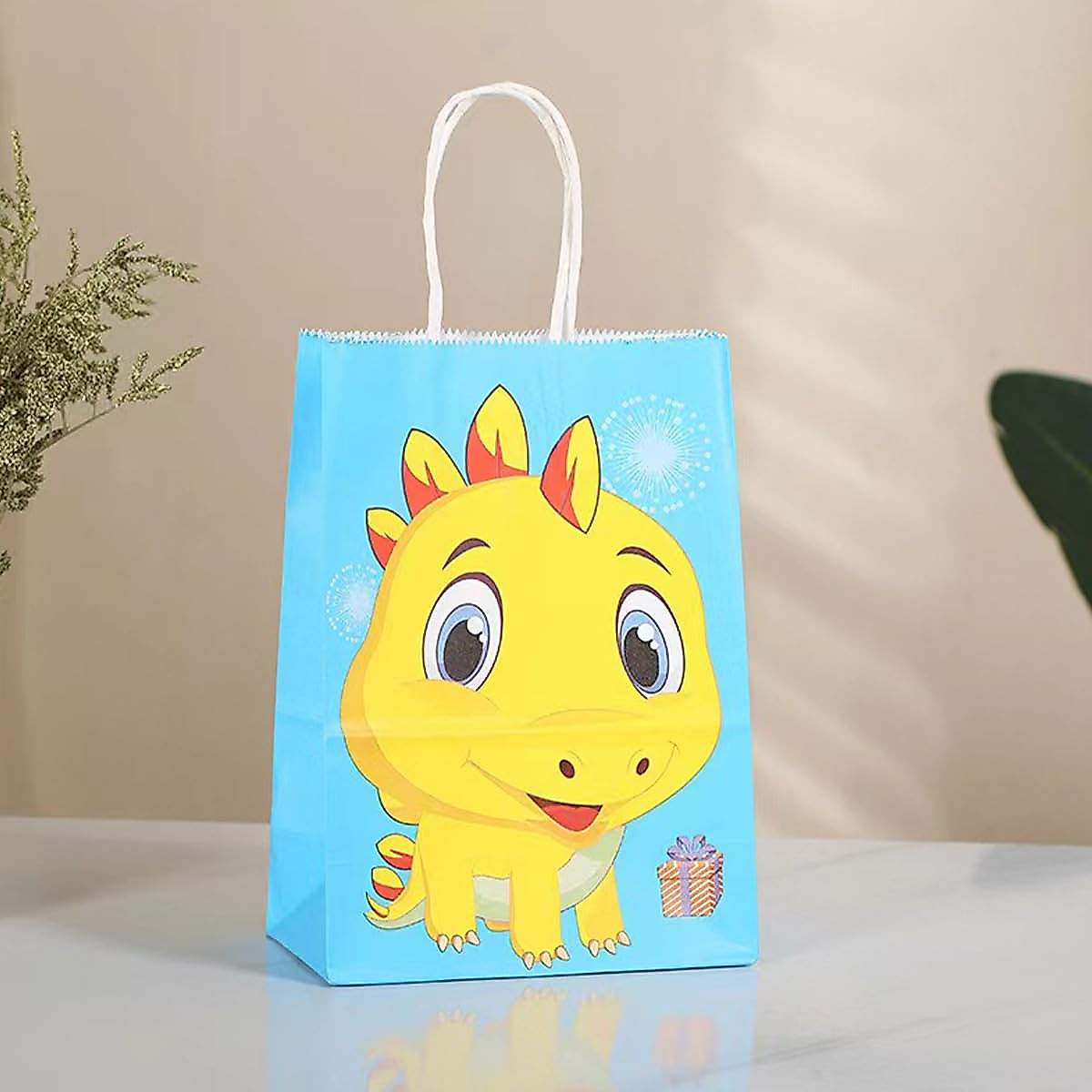 AHYCS Dinosaur Party Bags - 24Pcs Dinosaur Party Favor Bags, Candy Treat Bag for Dinosaur Party, Goody Gift Bags with Handle, Great for Party Decorations and Dinosaur Theme Birthday Party