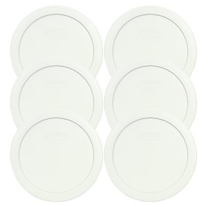 Pyrex 7201-PC Round White 4 Cup Plastic Storage Lid, Made in USA - 6 Pack