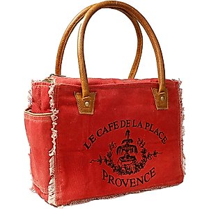 NATURALS EXPORT Canvas Bag Tote Bag for Women Girls, Shoulder Bag with Inner Pocket For Work Beach Lunch Travel And Shopping Grocery -Carrot Red Color