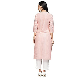ROYALINK Women Indian Party wear Indian Women's Tunic Tops Cotton Peach Kurta for girls (as1, alpha, m, regular, regular)