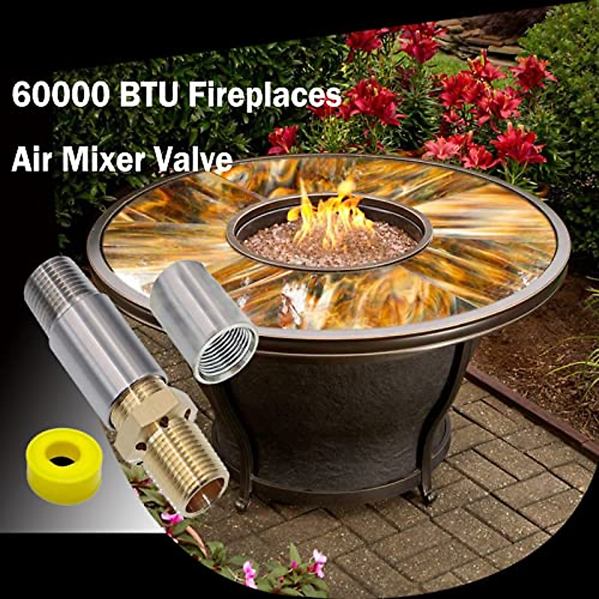MENSI Propane Fire Pit Flame Air Mixer Orifice Nozzle Valve Jet for 60000 BTU Burner Fireplace with 1/2" NPT Fitting