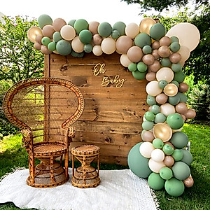 Olive Green Gold Balloons Garland Arch Kit, Jungle Safari Theme Birthday Party Decorations Olive Green Metallic Gold Coffee Balloons for Baby Shower Wedding Supplies (Jungle Safari)