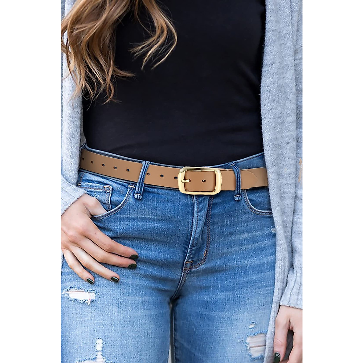 CHAOREN Womens Belts for Jeans - Brown Leather Belt Women 1.3" Width - Genuine Leather Crafted by Hand