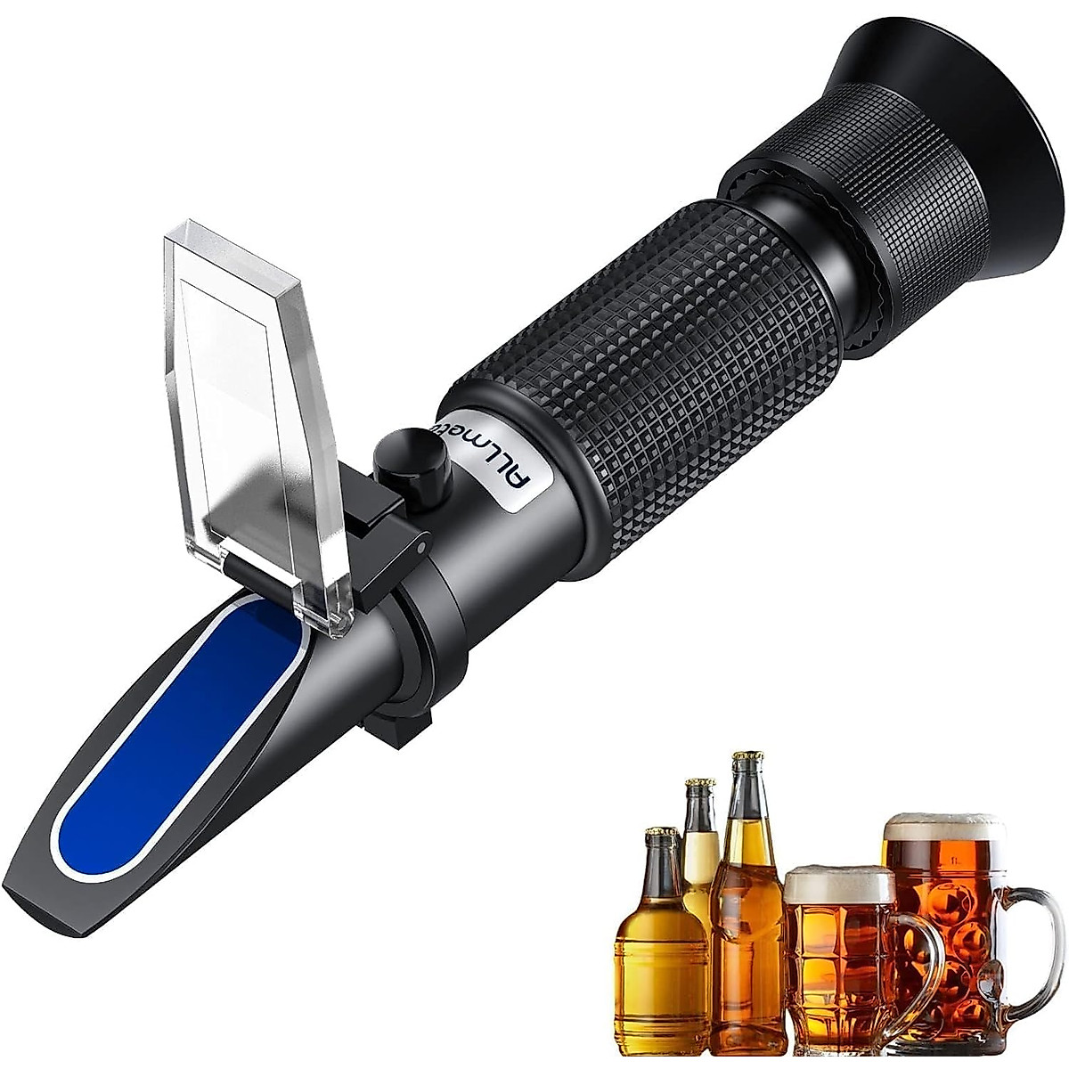 ALLmeter Brix Refractometer with ATC Dual Scale Specific Gravity 1.000-1.130 and Brix 0-32% Digital Handheld Homebrewing Tool for Beer and Wine Makers Homebrew Brix Meter Fruit Sugar Content