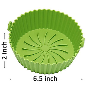 6.5Inch 2 Pack Silicone Air Fryer Liners, Air Fryer Silicone Pot for 1-3.5 QT Airfryer, Replacement of Parchment Paper Liners, Non-stick and Reusable