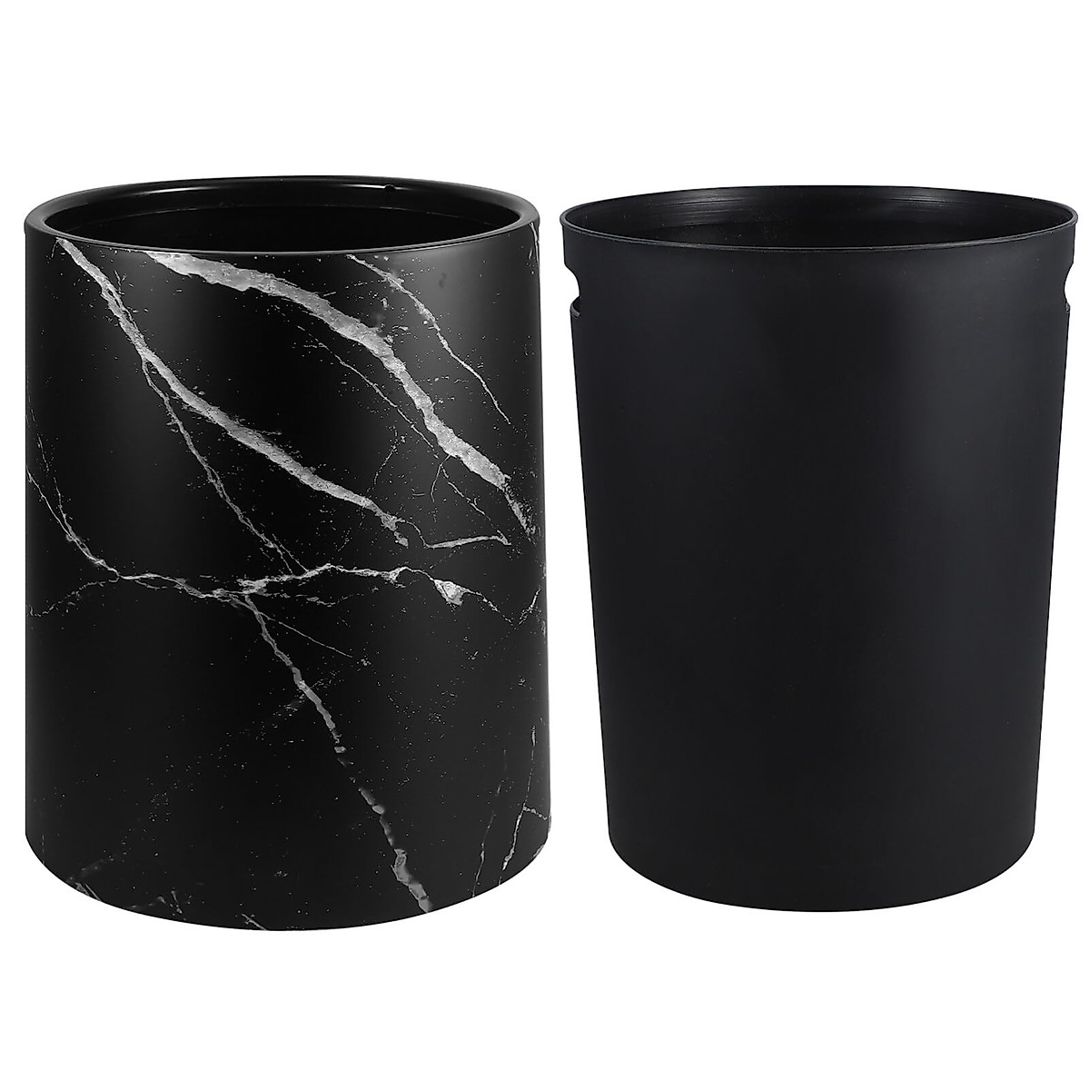 VOSAREA Marble Trash Can 12L Round Garbage Bin Double Layer Waste Basket Container for Bathrooms Kitchens Home Office Hotel B