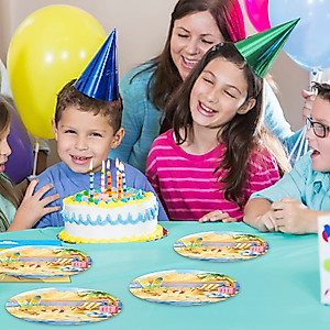 40PCS Beach Theme Party Supplies Beach Theme Pool Birthday Party Supplies Summer Dinnerware tableware Include Paper Plates Napkins For Kid Summer Holidays Party Hawaiian Luau Party